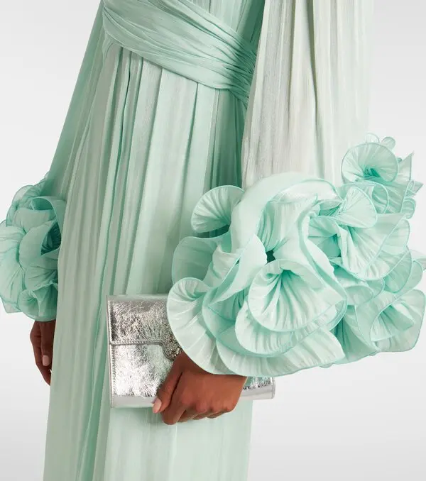 Costarellos Ruffled Georgette Gown
