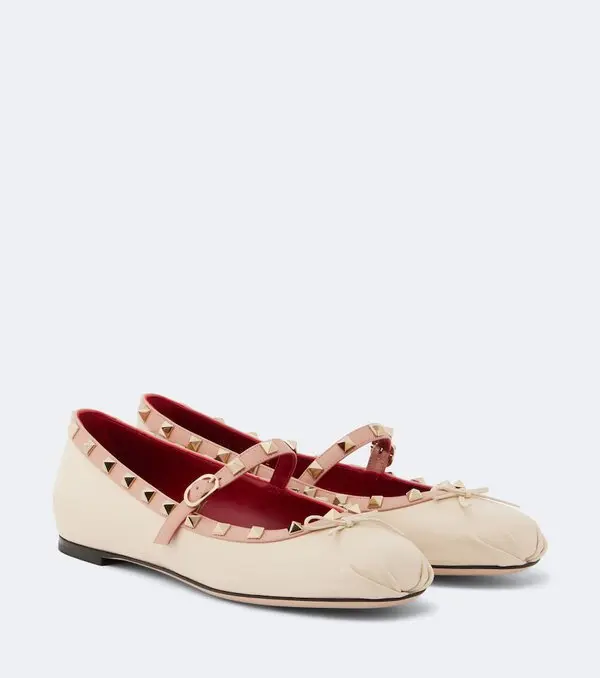 Valentino Garavani Rockstud Mary Jane Flats - Pink