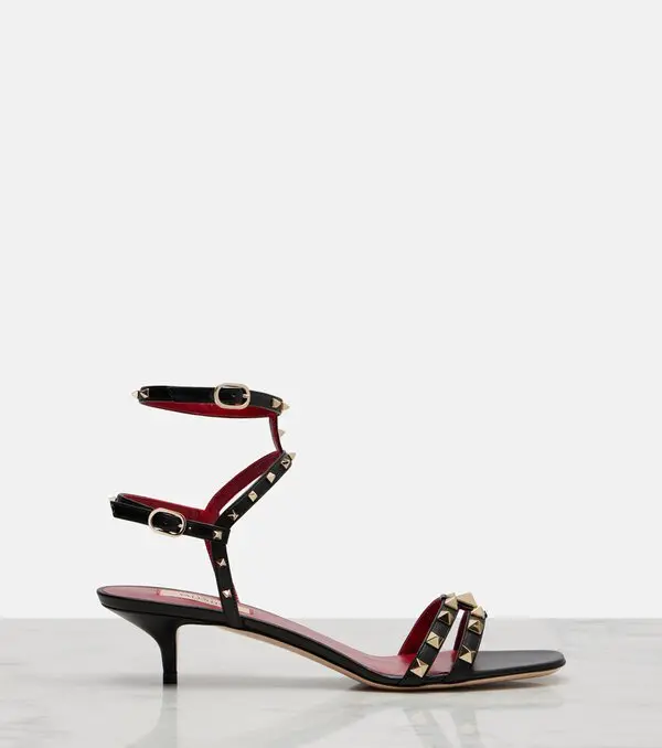 Valentino Garavani Rockstud Leather Slingback Sandals - Black