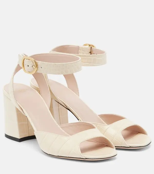 Valentino Garavani Fawcette Croc-effect Leather Sandals - White