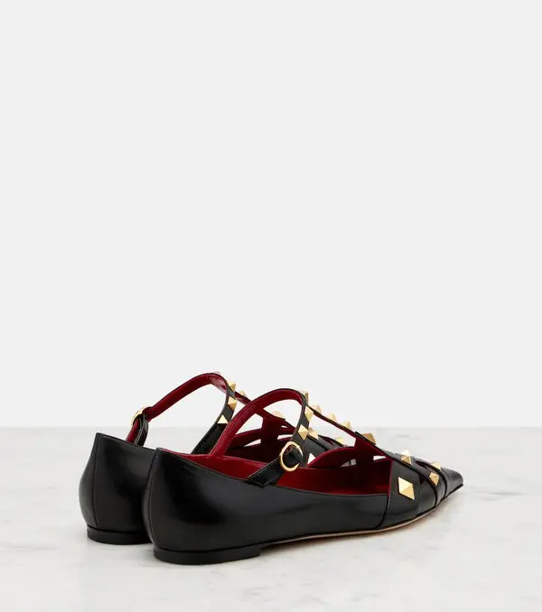 Valentino Garavani Studded Leather Mary Jane Flats