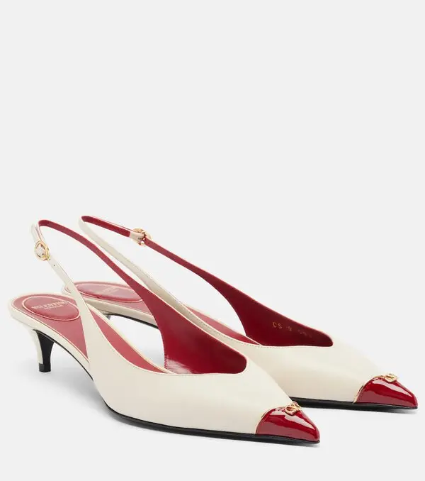 Valentino Garavani Heartip Leather Slingback Pumps - White