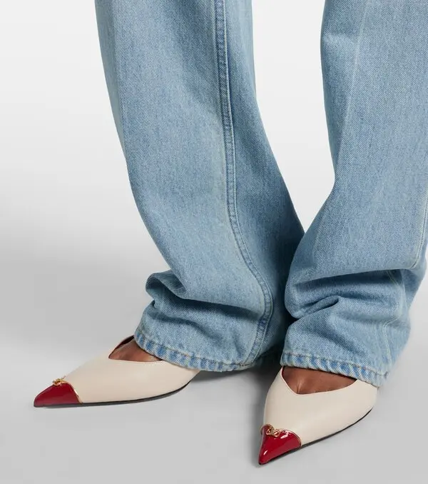 Valentino Garavani Heartip Leather Slingback Pumps