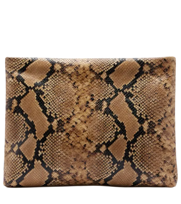 NILI LOTAN Jerry Clutch In Snake-print Leather - Beige