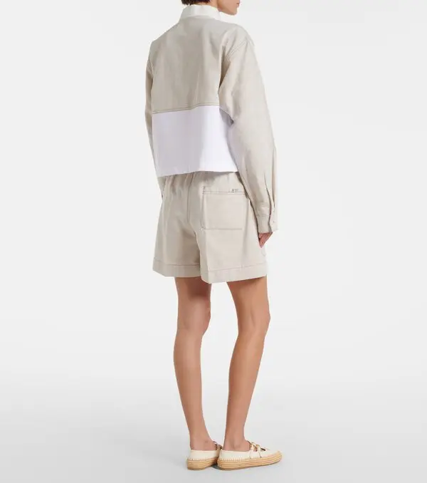 Prada Cotton And Linen Chambray Shorts