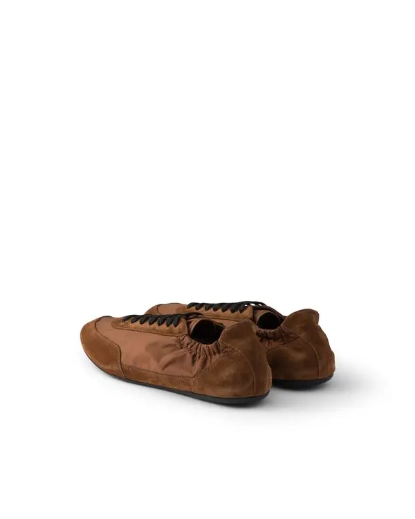 Prada Re-nylon And Suede Elasticized Sneakers - Brown