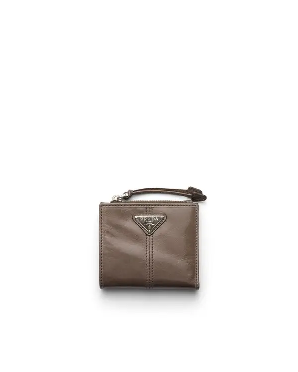 Prada Small Leather Wallet - Grey