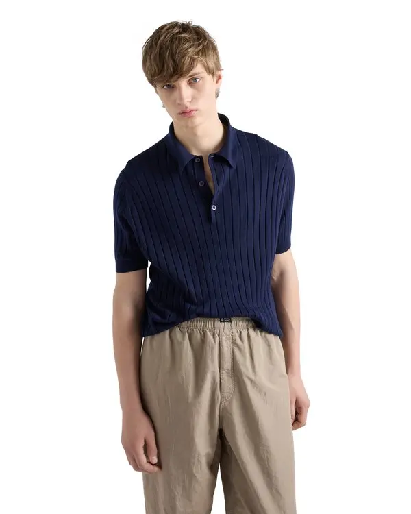 Prada Cashmere And Silk Polo Shirt - Blue