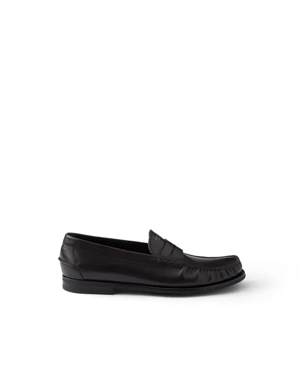 Prada Antiqued Leather Loafers - Black