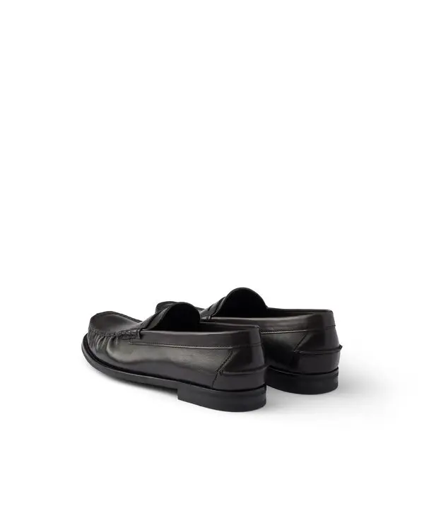Prada Antiqued Leather Loafers - Black