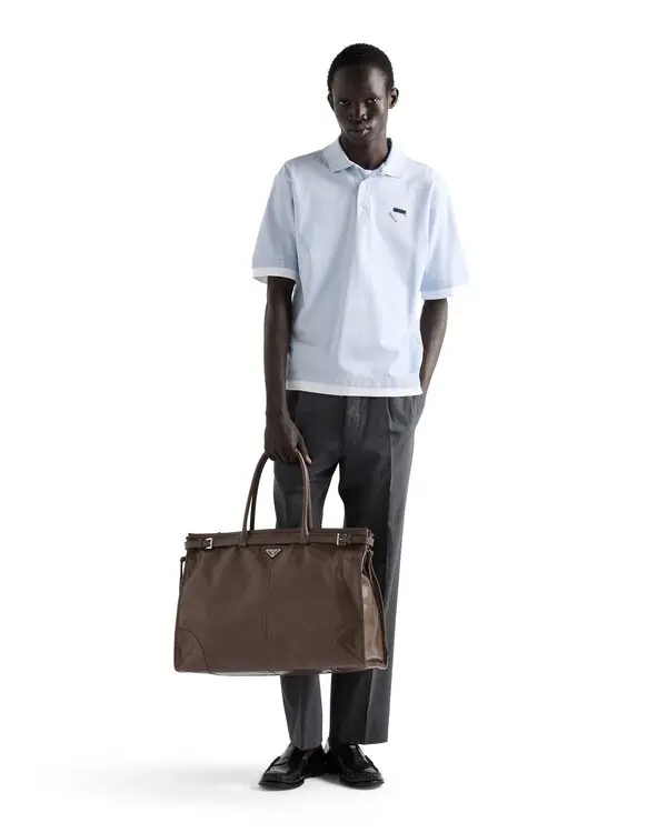 Prada Bonnie Leather Tote Bag - Grey