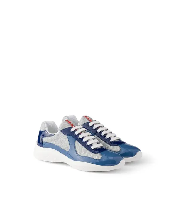 Prada Patent Leather And Technical Fabric America's Cup Sneakers - Blue