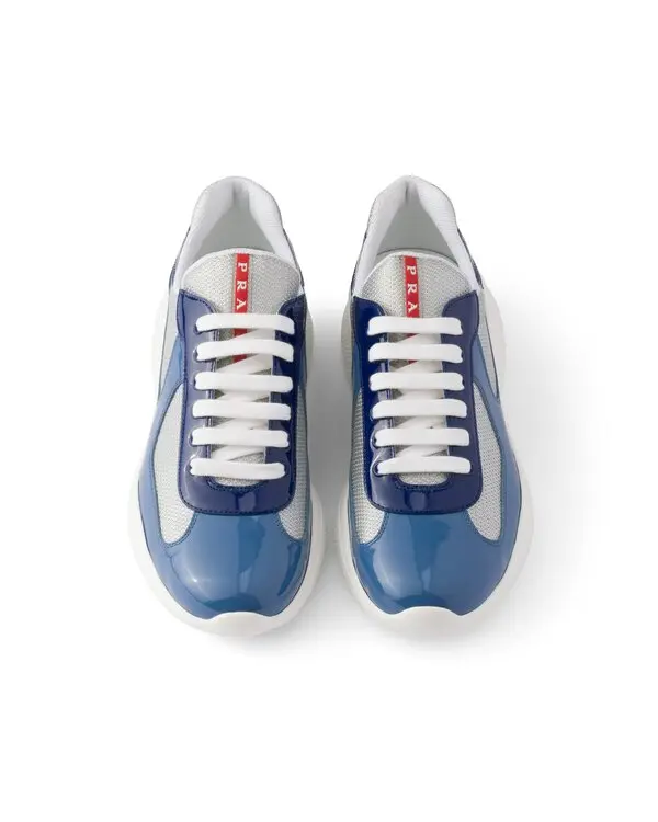 Prada Patent Leather And Technical Fabric America's Cup Sneakers - Blue