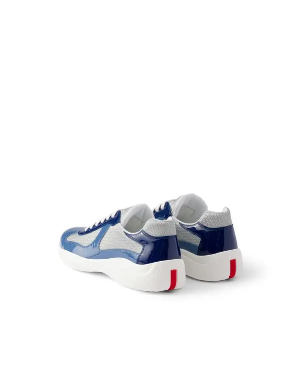 Prada Patent Leather And Technical Fabric America's Cup Sneakers - Blue