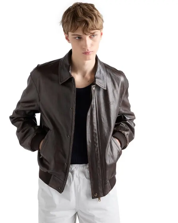 Prada Nappa Leather Bomber Jacket