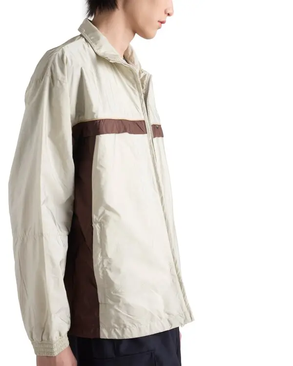 Prada Re-nylon Zip-up Jacket With Drawstring Hem - Neutral