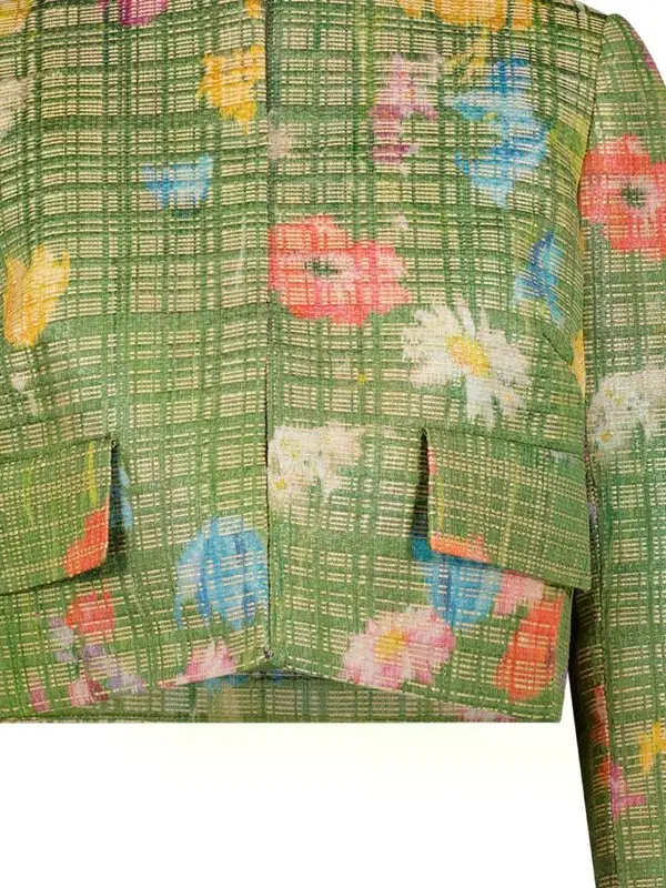 Lela Rose Floral Print Raffia Jacket