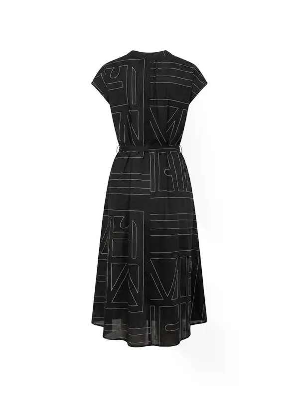 MEIMEIJ Geometric Print Belted Midi Dress