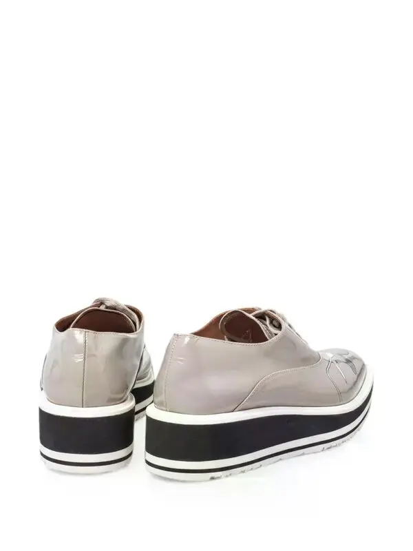 Prada Floral Print Platform Oxfords - Grey