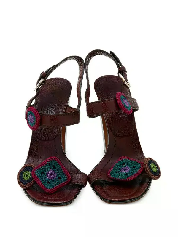 Prada Floral Embroidered Heeled Sandals