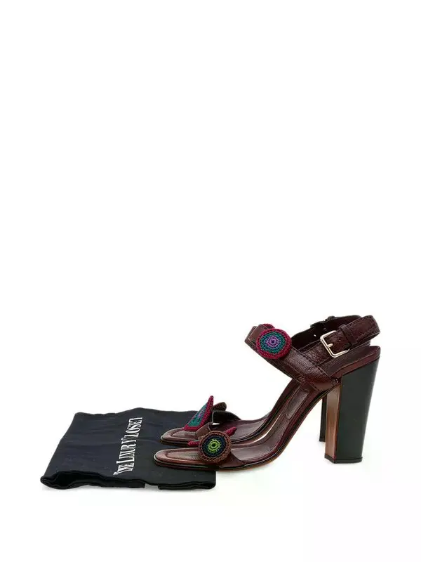 Prada Floral Embroidered Heeled Sandals