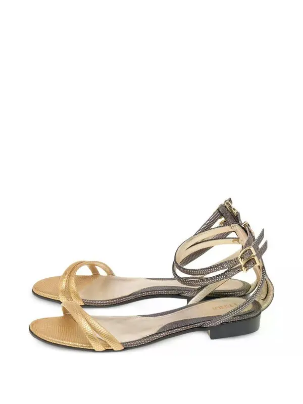 Fendi Lizard-embossed Ankle Strap Sandals