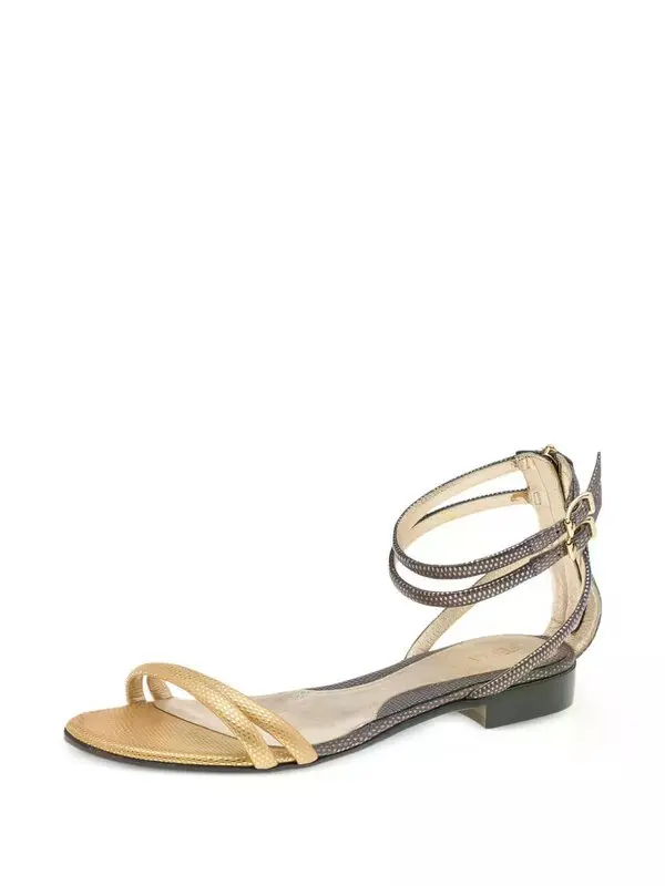 Fendi Lizard-embossed Ankle Strap Sandals
