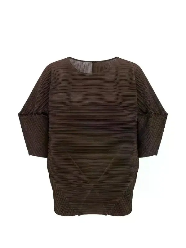 MEIMEIJ Plissé-effect Batwing Sleeve Blouse - Brown