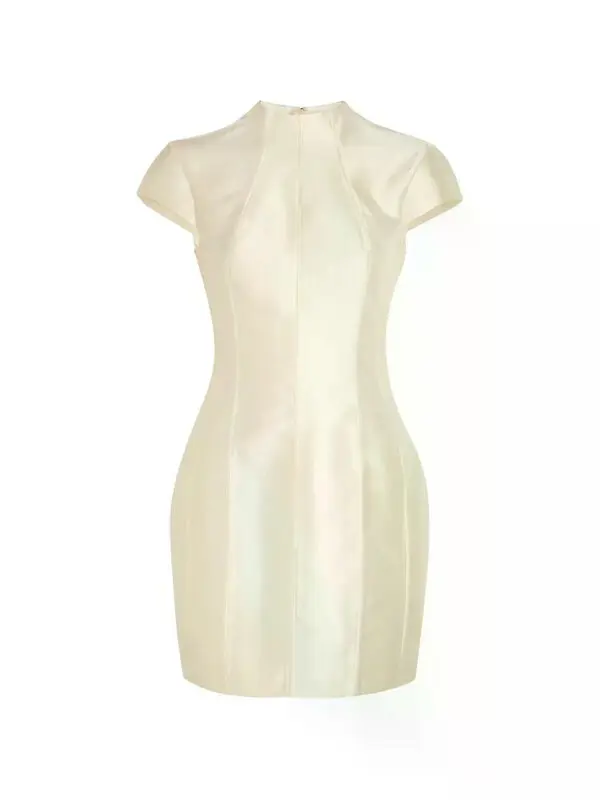 DE LA VALI Zena Panelled Cap-sleeve Mini Dress - Neutrals