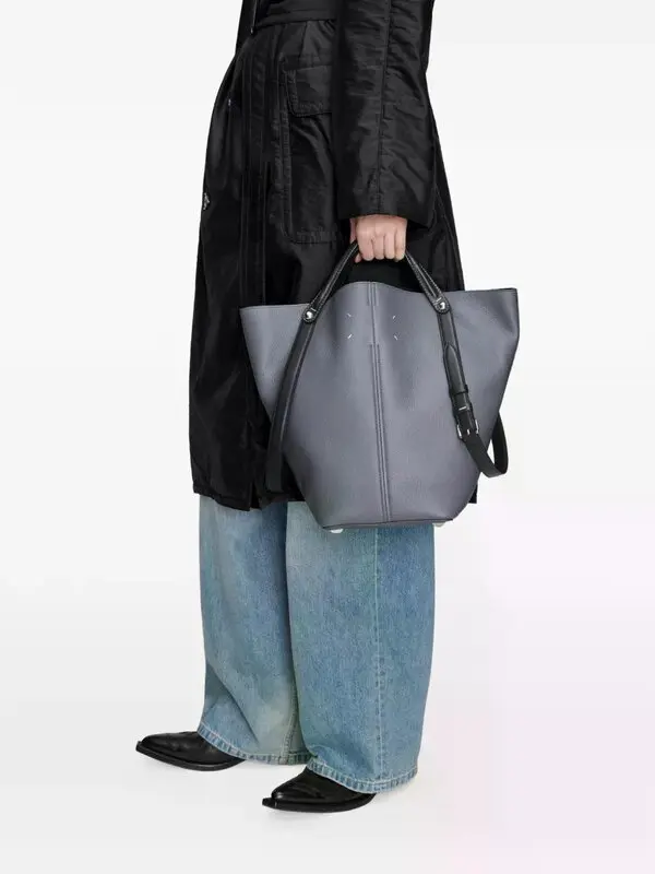 MAISON MARGIELA Pebbled Leather Tote Bag - Grey