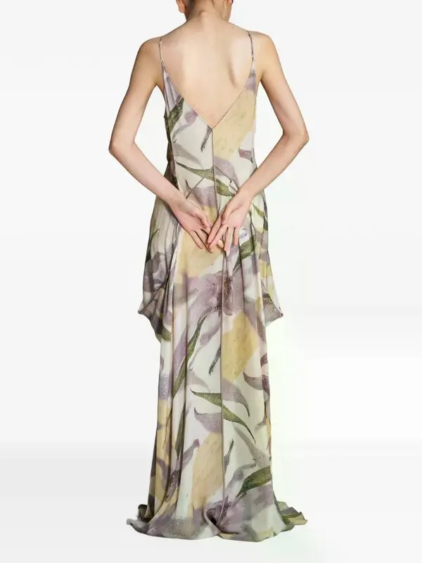 YANGKEHAN Draped Floral-print Maxi Dress