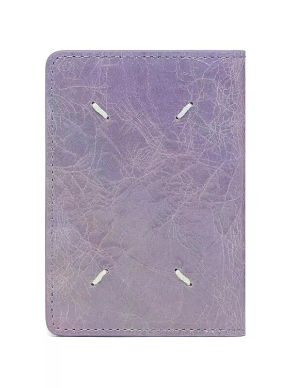 MAISON MARGIELA Four Stitches Crackled-effect Card Holder - Purple