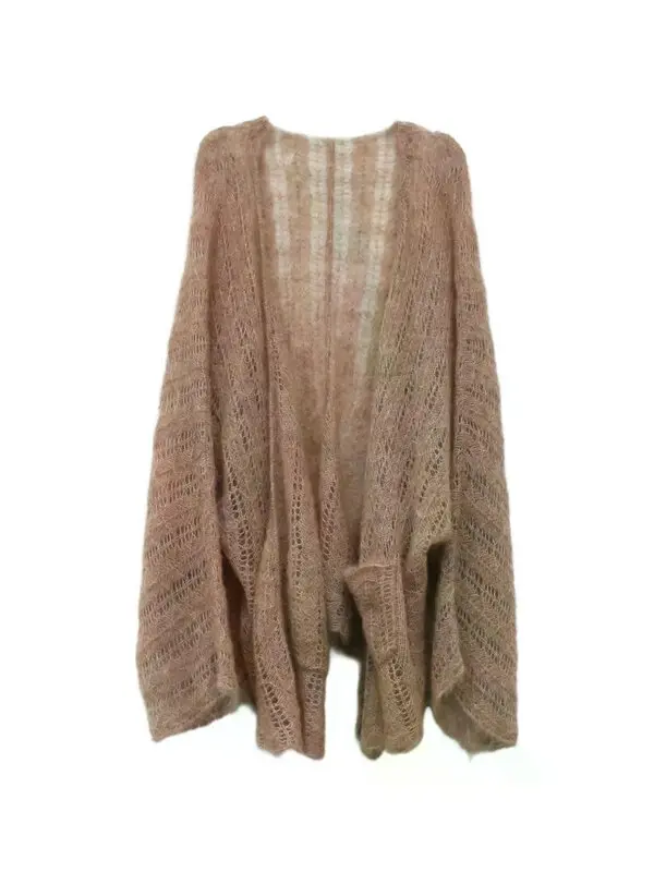 YANGKEHAN Open-knit Mohair-blend Cardigan - Neutrals