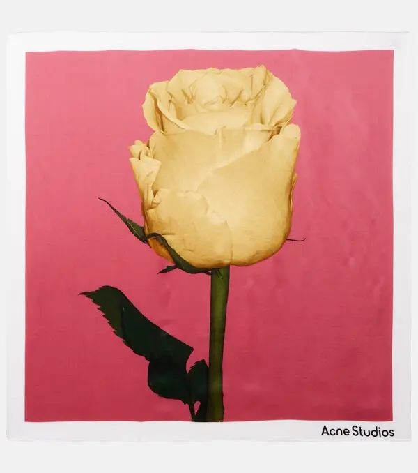 Acne Studios Floral Silk Satin Scarf - Pink