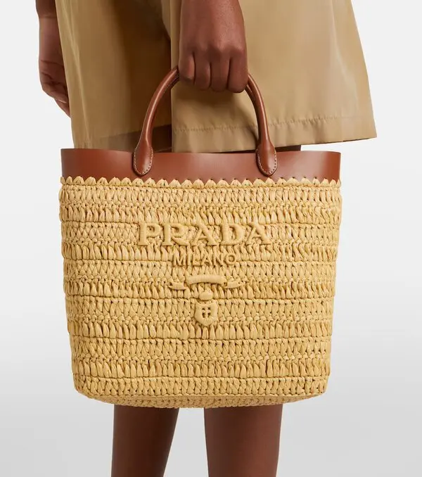 Prada Crochet Raffia Tote Bag