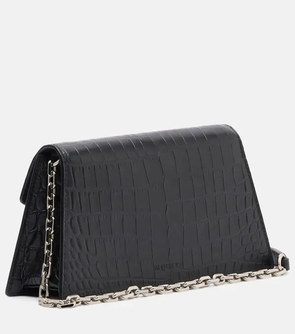 Alexander McQueen Skull Croc-effect Leather Clutch