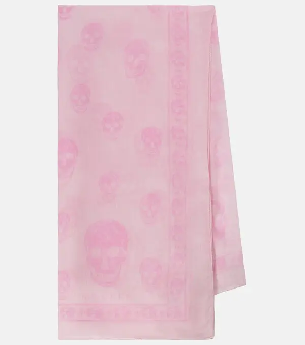 Alexander McQueen Printed Silk Scarf - Pink