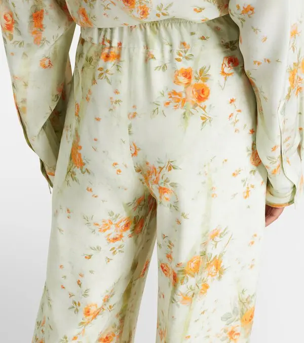 Alexander McQueen Floral Wide-leg Silk Pants