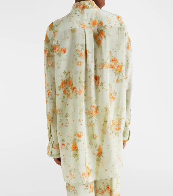 Alexander McQueen Oversized Floral Silk Shirt