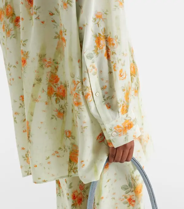 Alexander McQueen Oversized Floral Silk Shirt