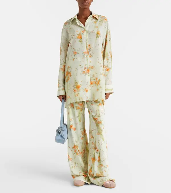 Alexander McQueen Oversized Floral Silk Shirt