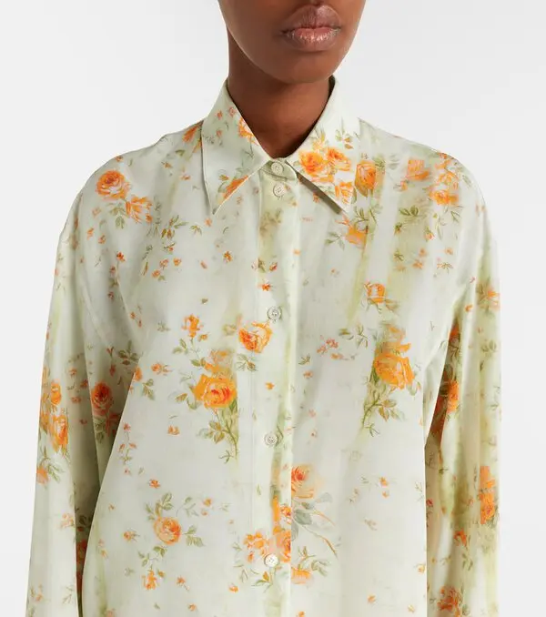 Alexander McQueen Oversized Floral Silk Shirt