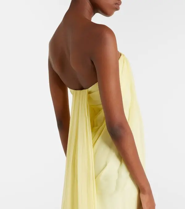 Alexander McQueen Draped Chiffon Bustier Gown