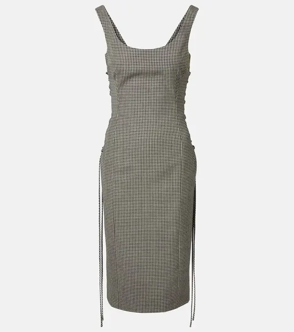 Alexander McQueen Gingham Wool Midi Dress