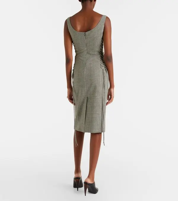 Alexander McQueen Gingham Wool Midi Dress