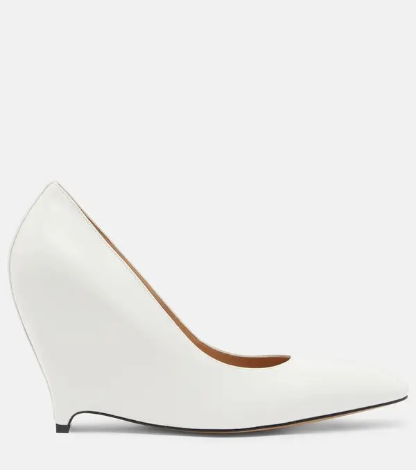 MAISON MARGIELA Leather Pointed Toe Wedge Pumps