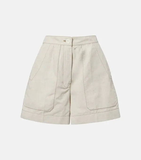 Prada Cotton And Linen Chambray Shorts
