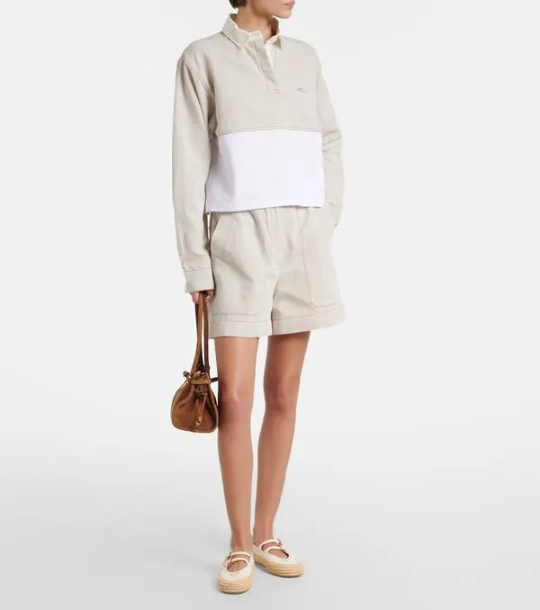Prada Cotton And Linen Chambray Shorts