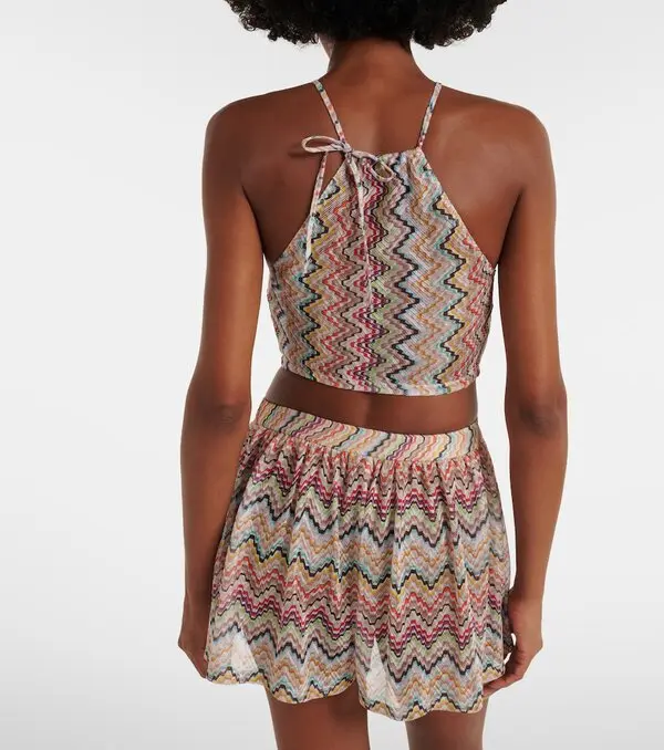 Missoni Zigzag Knit Cropped Halter Top