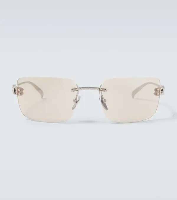 Gucci Tone Metal Rectangle Sunglasses - Silver